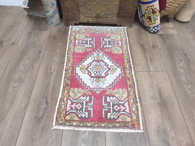 Red Small Rug, Handmade Rug, Small Wool Rug, Bathroom Rug,Vintage Rug 1 ...