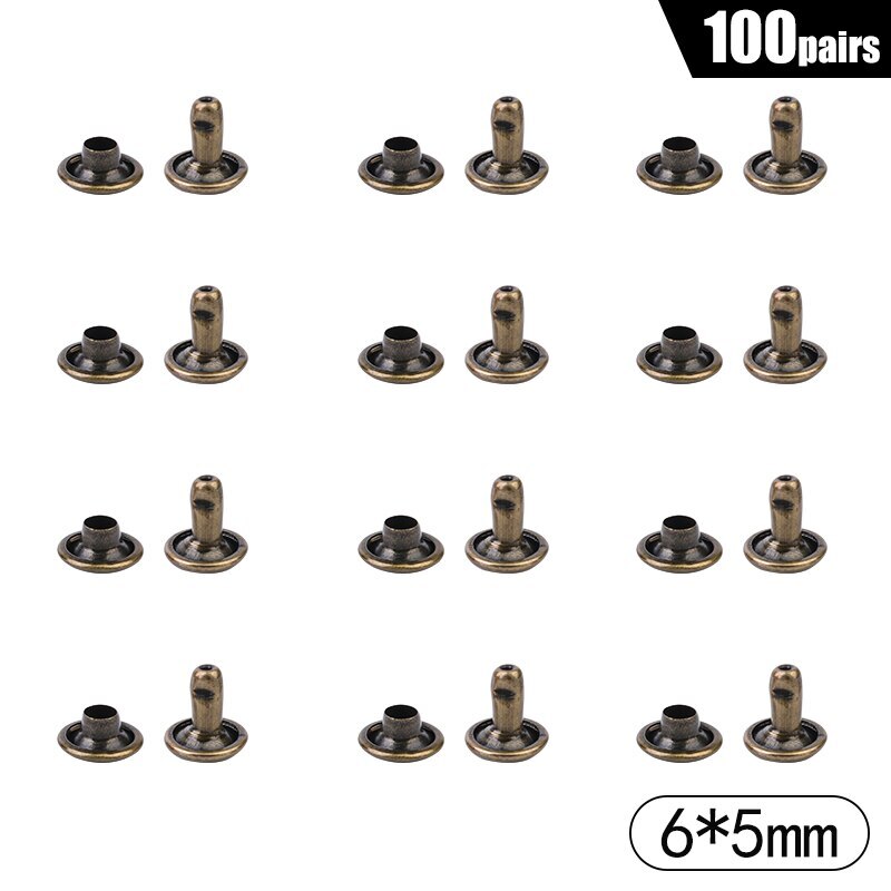 100Pcs Metal Double Cap Rivets Round Screw Nail Strap Rivets for ...