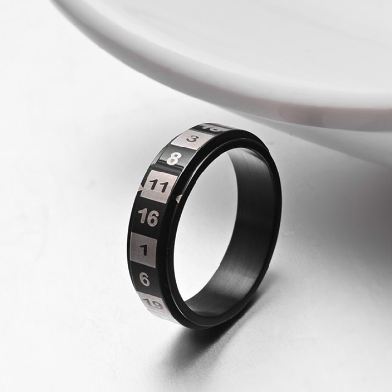 6MM Black/Rainbow Spinner Band Men/Women's Titanium Steel Numeral Ring ...