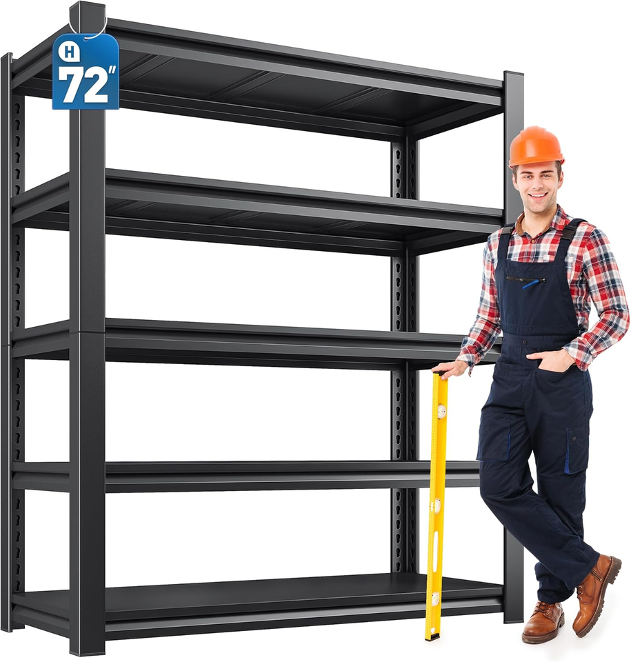 REIBII Garage Shelving 3000 LBS Storage Shelves Adjustable Metal Garage ...