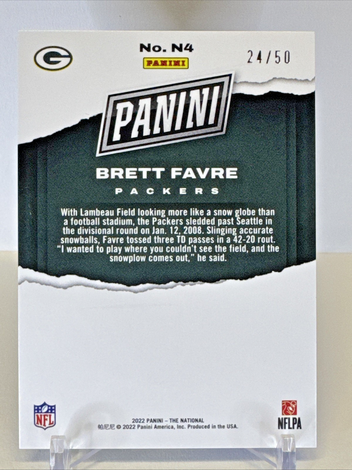 BRETT FAVRE 2022 PANINI THE NATIONAL #N4 BLUE FOIL PARALLEL /50 | eBay