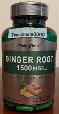 Ginger Root 1500mg/Serving (750mg/Capsule) 200 Capsules Nausea Motion ...