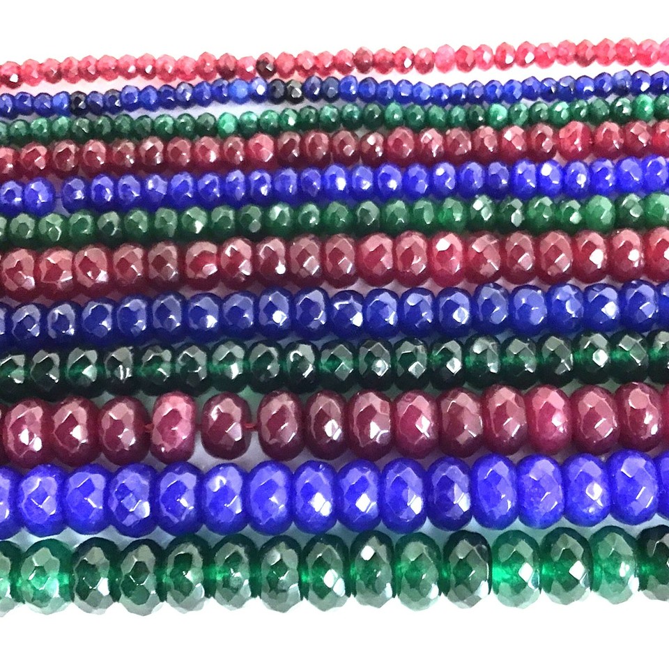 Red Jade,Blue Jade,Green Jade,Purple Jade Faceted Rondelle Bead 15" 4 6 ...