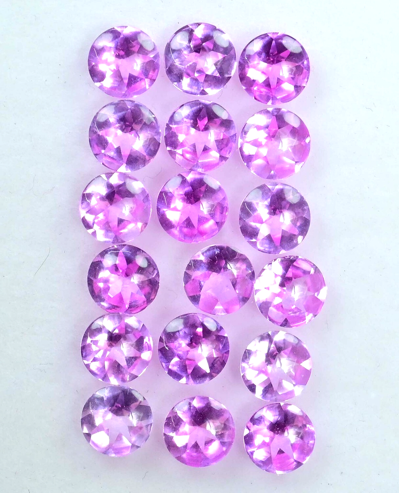 38.55 Ct Natural Mogok Pink/Red Ruby 8.10 mm Certified 18 Pcs Round Cut ...