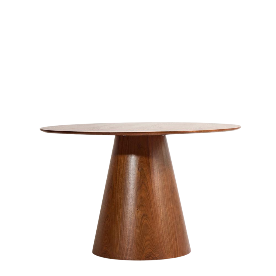 Hansen Dining Table Brown Round Top Wood Effect Mid Century Style 120cm ...