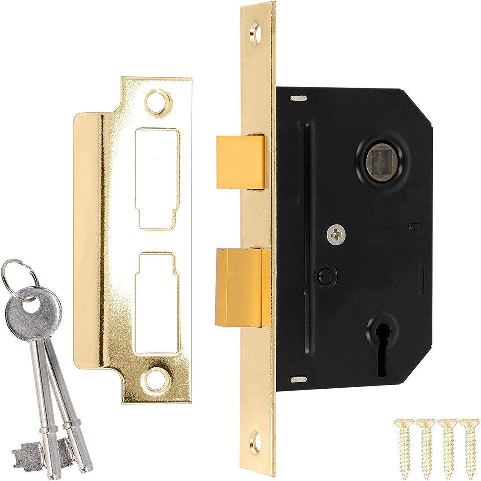 Door Lock Mortice Sashlock Bolt Through handles Radius Square 2Key 3 ...