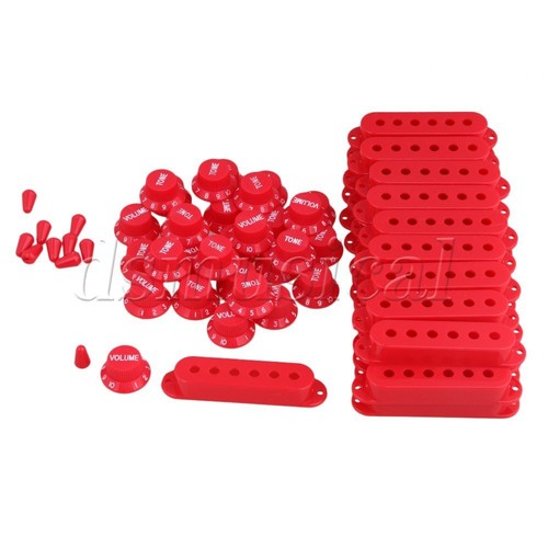 10 x Guitar Red Plastic Single Coil Pickup Covers 48/50/52 + Volume ...
