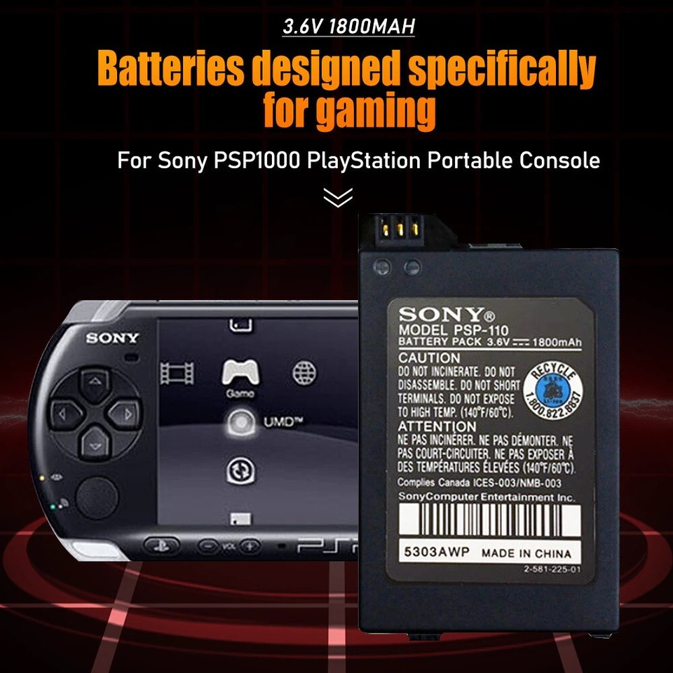 Rechargeable Battery for Sony PSP-110 PSP-1001 PSP 1000 Fat New 3.6V ...