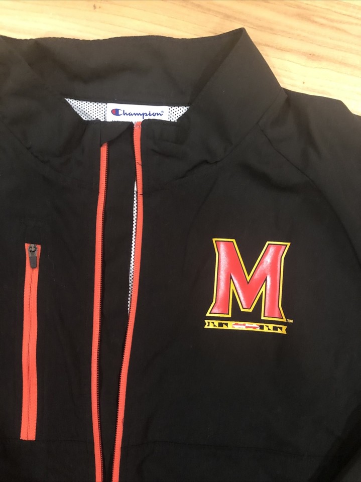 UMD Maryland Terps Jacket Size Small Champion Windbreaker Black NCAA ...