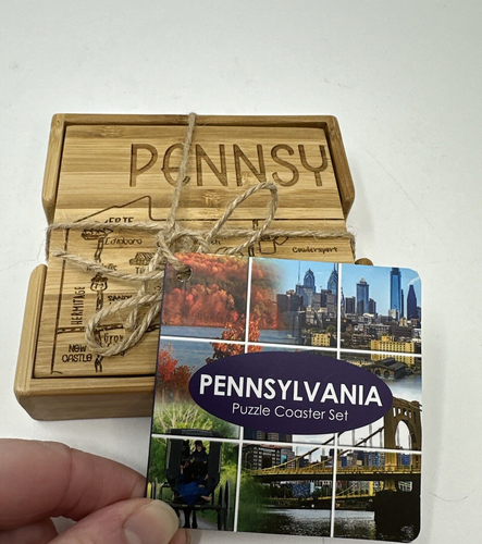 NWT Totally Bamboo Pennsylvania State Puzzle Coaster Set of 4 | eBay
