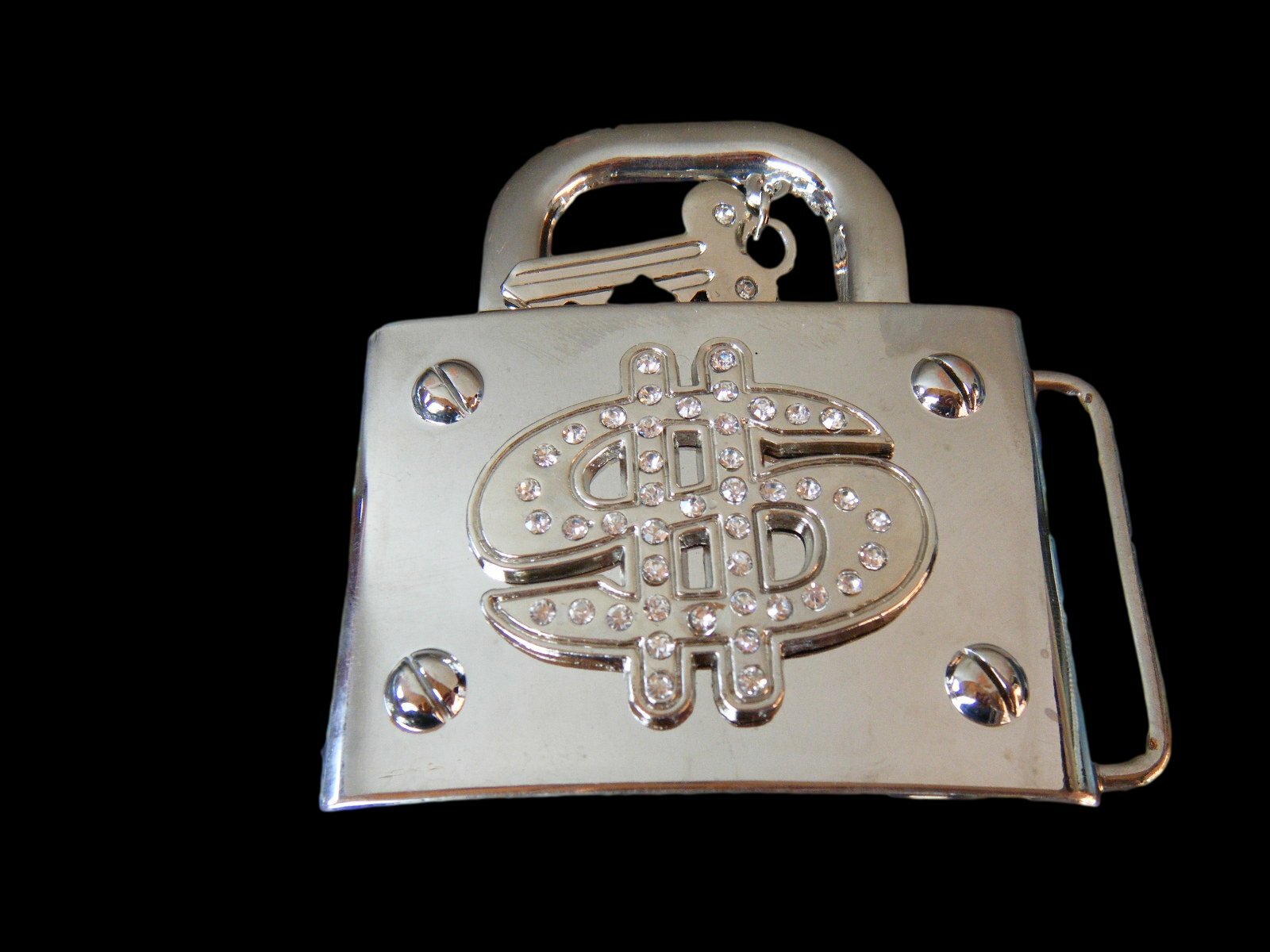 Dollar Key Lock Rhinestone Pad Locks Dollars Money Belt Buckle Buckles ...