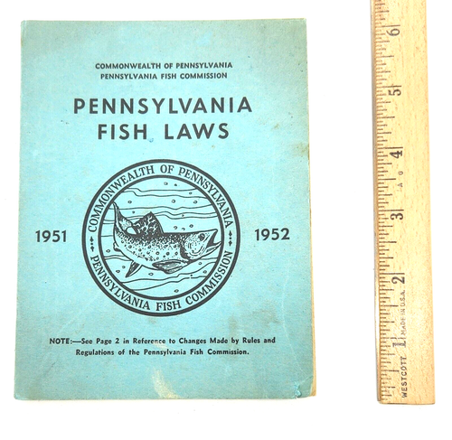 VINTAGE 1952 PENNSYLVANIA FISH LAWS Softcover Book Fishing Outdoor ...