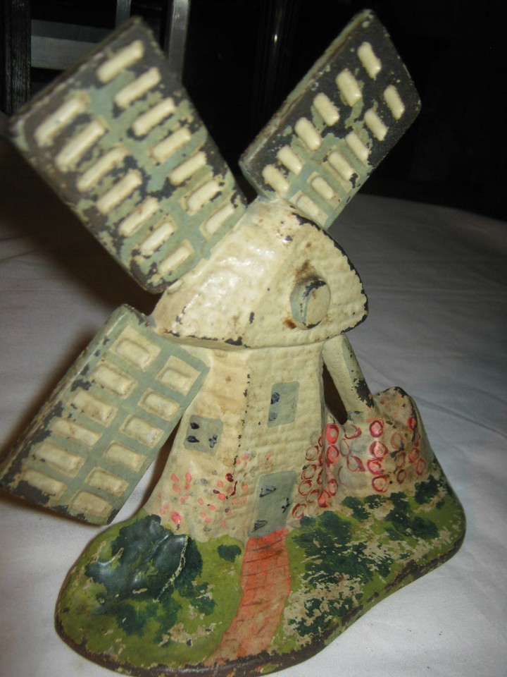 ANTIQUE COUNTRY PRIMITIVE USA CAST IRON WINDMILL ART STATUE SCULPTURE ...