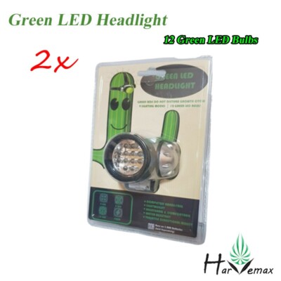 2pcs Green LED High Intensity HeadLight Headlamp Hydroponics Buds Check ...