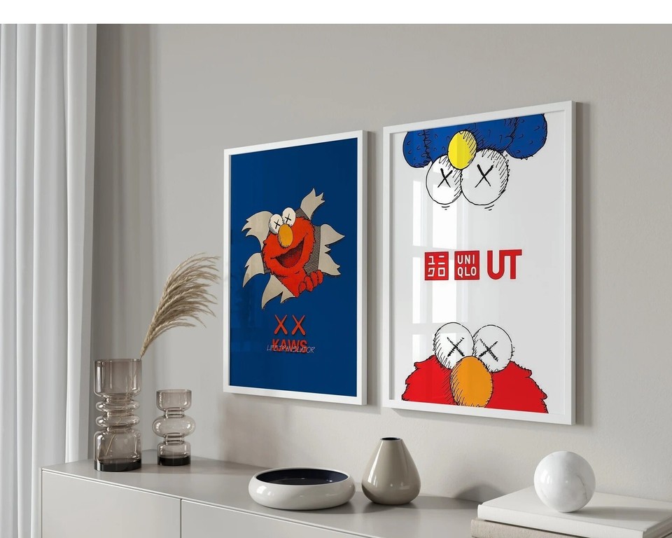 Hypebeast Set of 2 KAWS | ELMO - Complex Digital Wall Art Poster Home ...