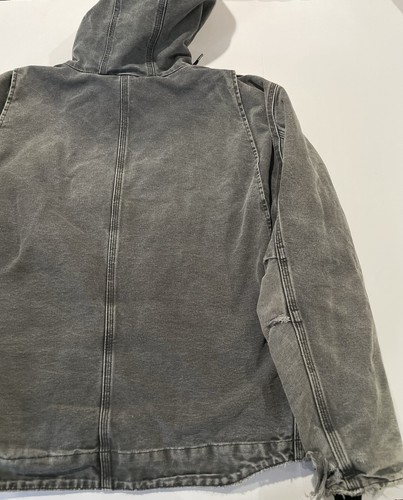 Carhartt J141 Mens L Black Sandston Sherpa Lined Sierra Jacket Distress ...