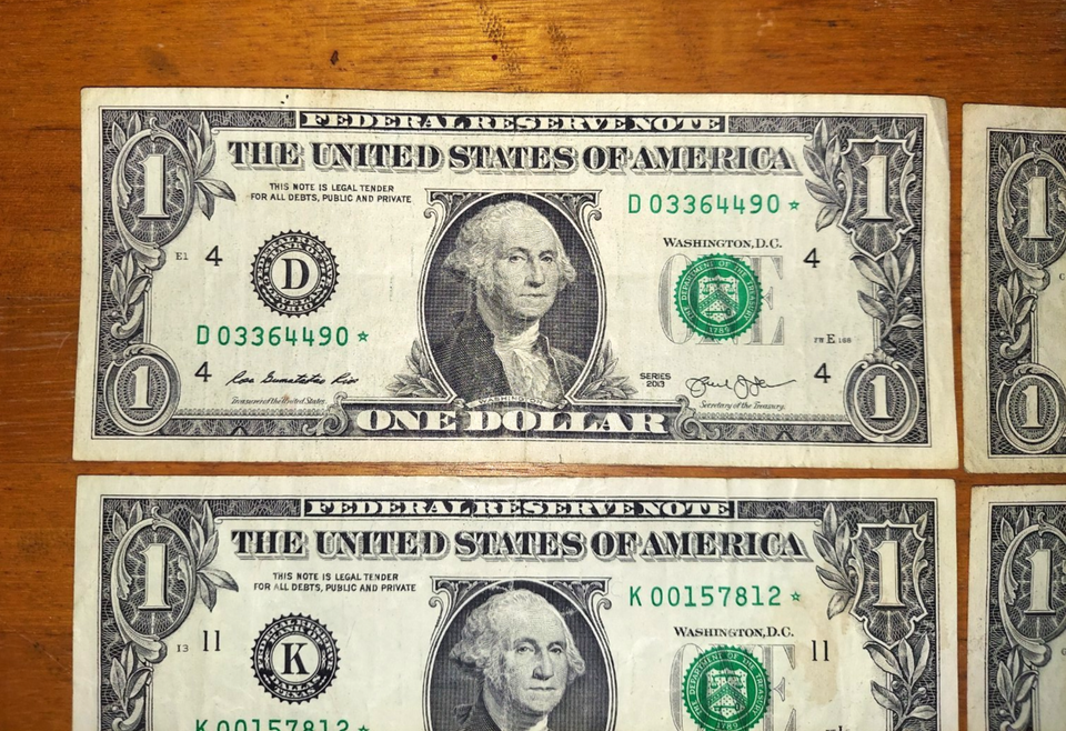 Star Replacement Notes 5 One Dollar Bills Various Districts 2013 Series ...