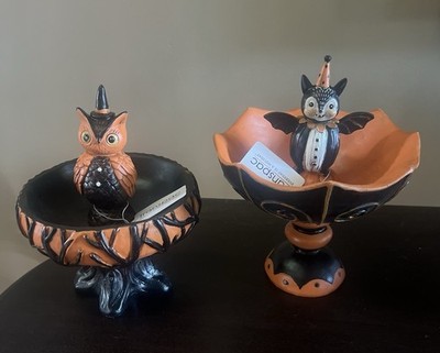 Transpac Spooky Bat Tree Owl Resin Bowl Candy Dish Set Halloween ...