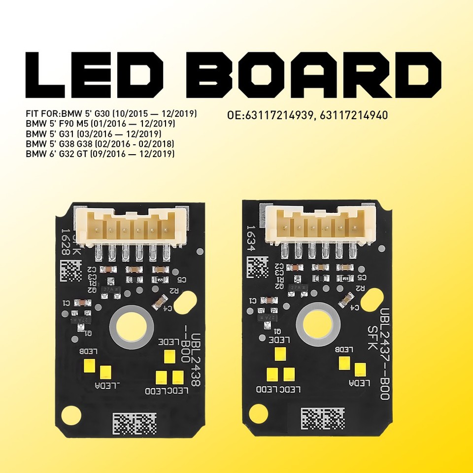 YELLOW DRL LED BOARDS FOR 17-20 BMW G30 530i 540i F90 M5 DAYTIME ...