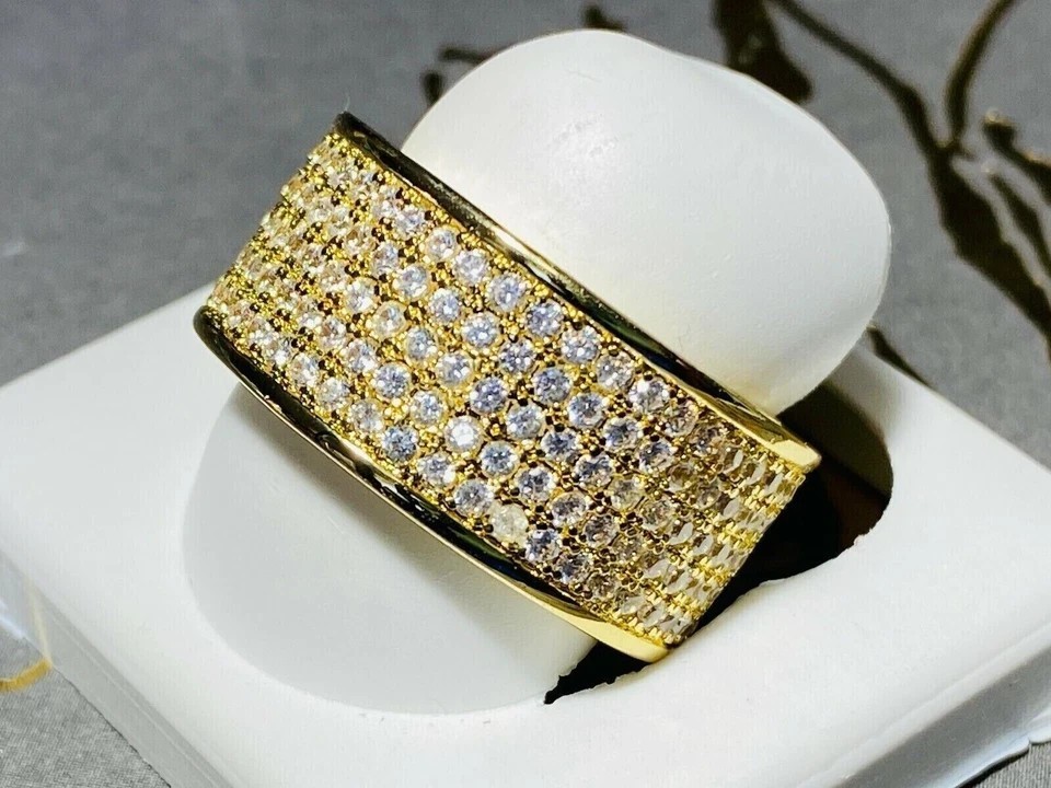 Men's Cluster Wedding Pinky Ring 14k Yellow Gold Round Cut Lab Grown ...