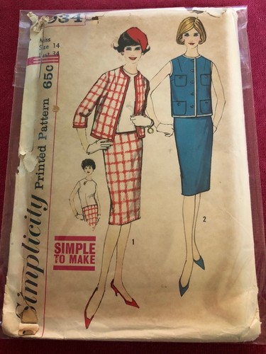 🌸 1959 SIMPLICITY #2934 - LADIES "JACKIE O" SKIRT-JACKET & BLOUSE ...