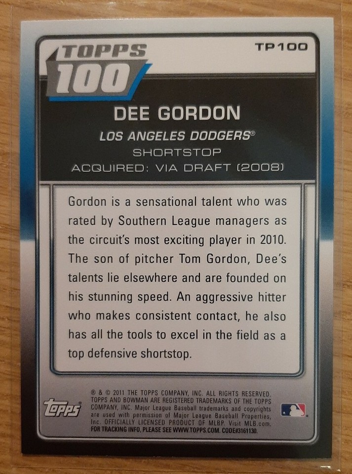2011 BOWMAN TOPPS 100 DEE GORDON #100 LOS ANGELES DODGERS | eBay