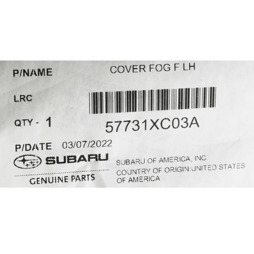 OEM NEW 2019-2022 Subaru Ascent Fog Light Lamp Trim Cover Driver Side ...