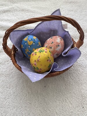 NIB - AVON Gift Collection Country Egg Basket Pomander - 3 Fabric Egg ...