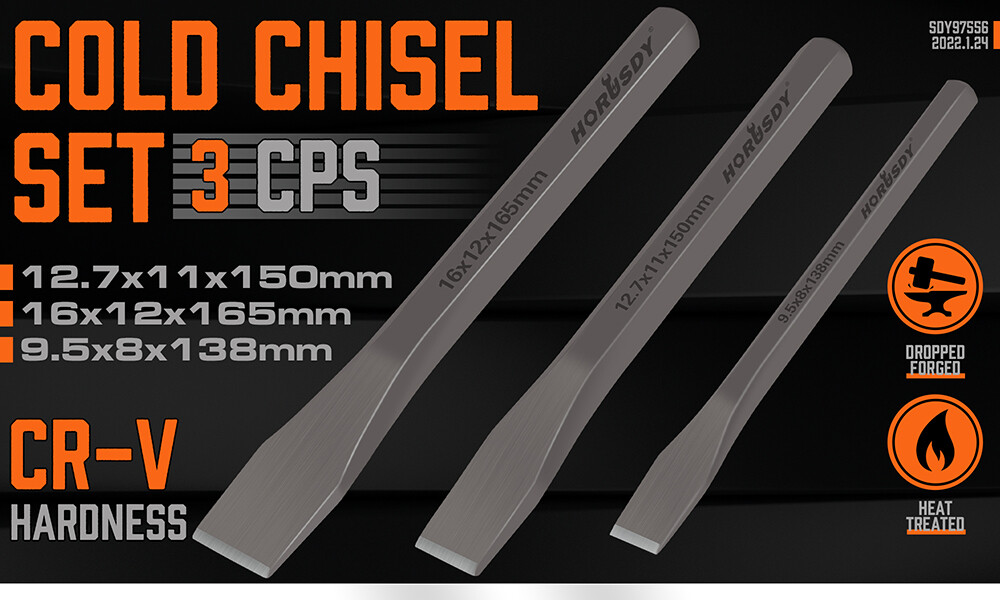 3-Piece Heavy Duty Cold Chisels Set 3/8" 1/2" 5/8" 165MM Long | eBay UK