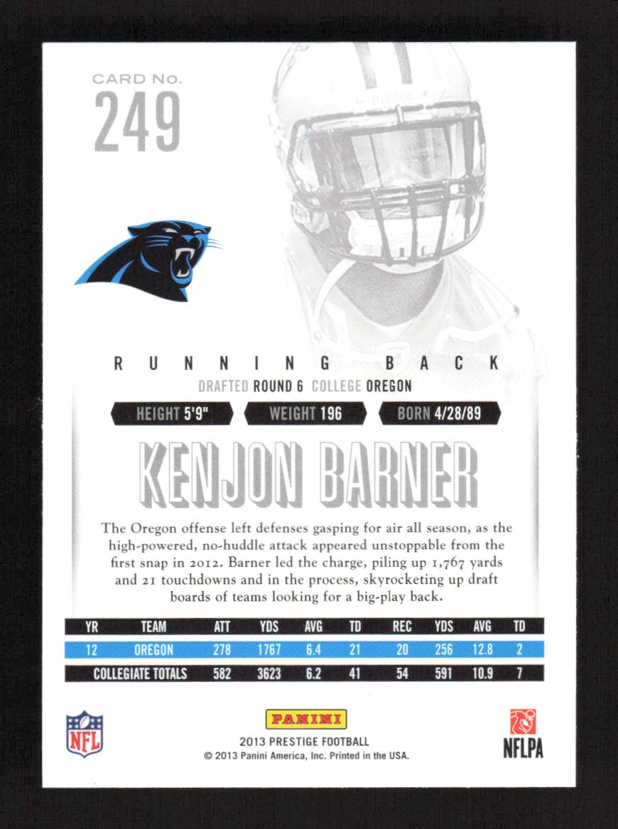 2013 Panini Prestige Rookie Kenjon Barner RC #249 Carolina Panthers | eBay