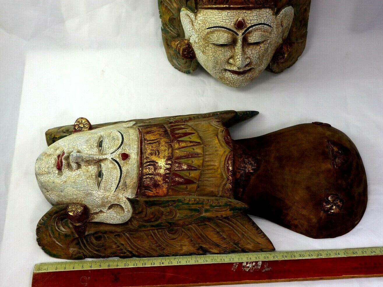 Wood Hand Carved Masks DEITIES Dew Sita Goddess Rama Guardian Large ...