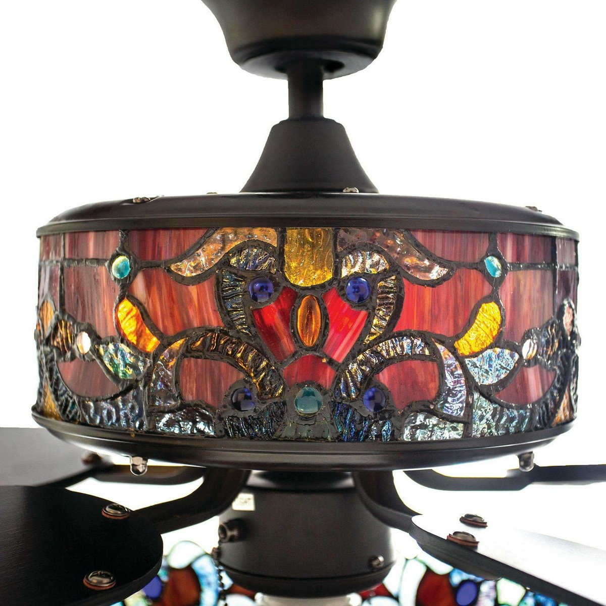 Stained Glass Double Ceiling Fan Tiffany Ceiling Pendant Lights