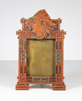 Antique 1920's Judd INDIAN CHIEF FRAME Standing Picture Western Orig ...