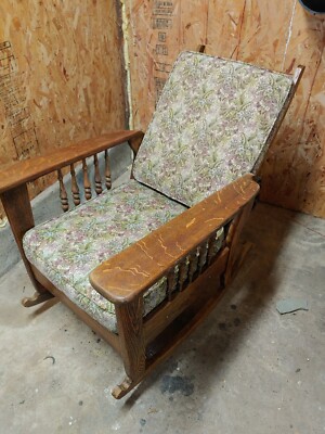Antique Oak Morris Chair -Rocker/Recliner | eBay