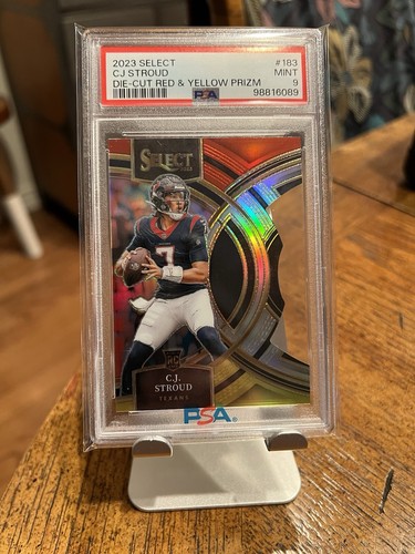2023 Panini Select CJ Stroud Die-Cut Red & Yellow Prizm #183 RC PSA 9 ...