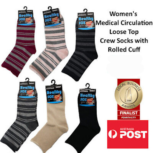 Women's Diabetic Loose Top Medical Circulation Socks Rolled Cuff 3x ...