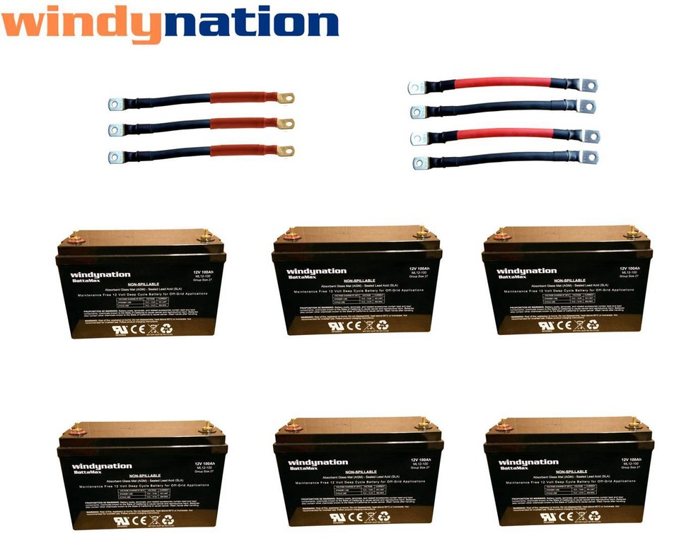AGM Deep Cycle Battery Bank 12V 24V 48V Off Grid Solar Wind 100AH to ...