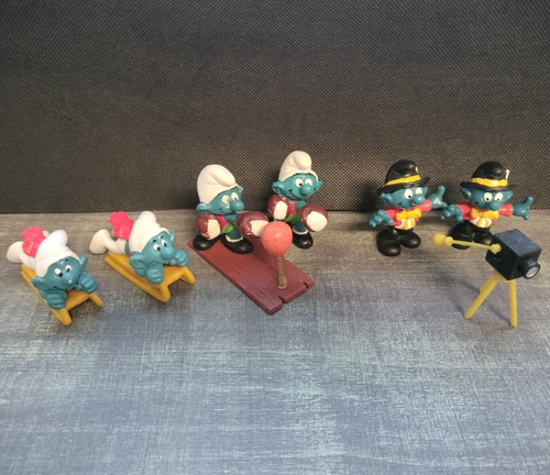 Smurfs Boxer Photographer Sled Super Smurf Vintage Set Lot 40508 40217 ...