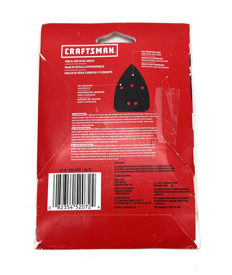 *10PCS* Craftsman Hook & Loop Detail Mouse Sanding Sheets 220 Grit Very ...