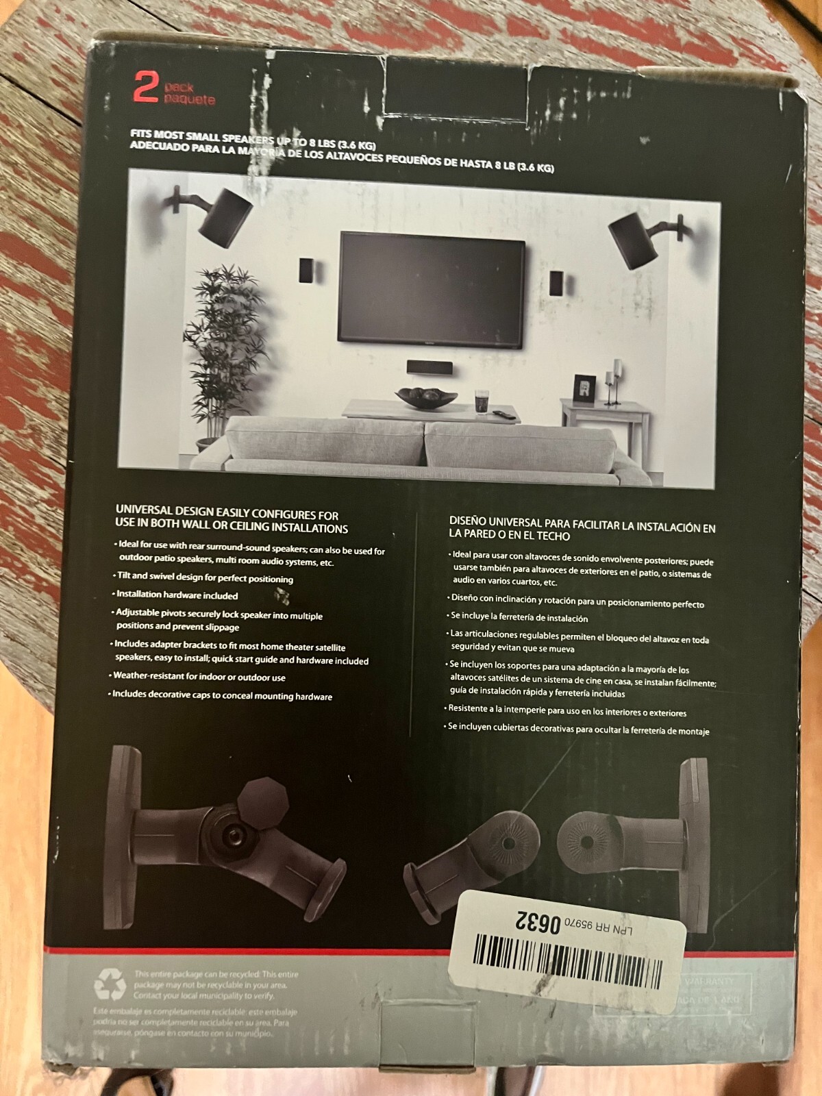 Rocketfish RF-HSWM2B Tilting Wall Mounts for Small Speakers 2 Pieces ...