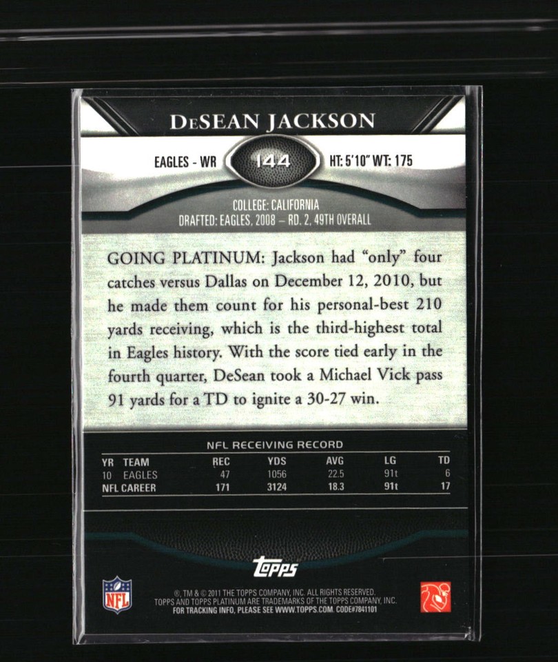 DeSean Jackson 2011 Topps Platinum #144 Football Card | eBay