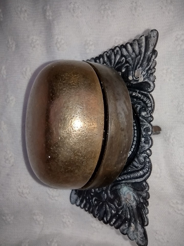 Ornate Antique Wrought Brass Doorbell Plate and Working Bell, Hardware ...