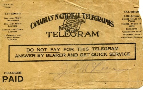 CANADIAN NATIONAL TELEGRAMS - RARE TELEGRAM FROM RODNEY ONT. 1930 REF ...