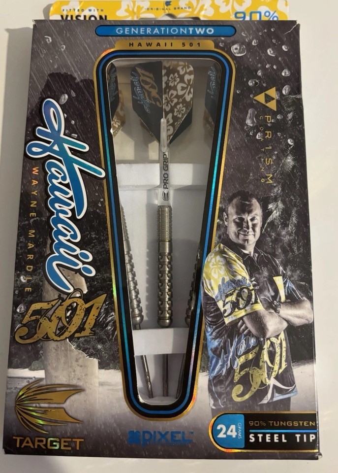 Rare Wayne Mardle Gen2 Pixel Grip Darts 90% Tungsten Steel Tip, 24g ...
