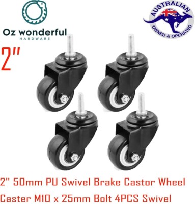 4pcs 2" FURNITUR Swivel Castor Wheel 50mm Wheel With M10 x 25mmBolt ...