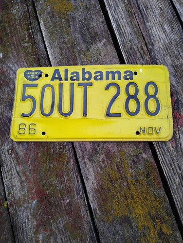1986 Alabama License Plate - "5OUT 288" NOV 86 Heart of Dixie | eBay