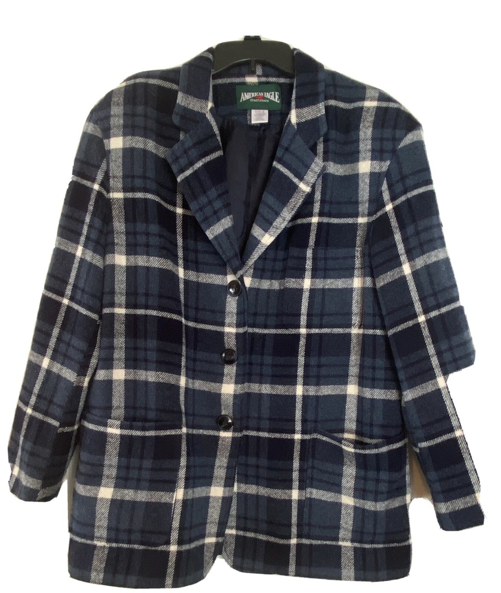 AMERICAN EAGLE womens sz Med wool coat plaid lined excellent AMERICAN EAGLE womens sz Med wool coat plaid lined excellent