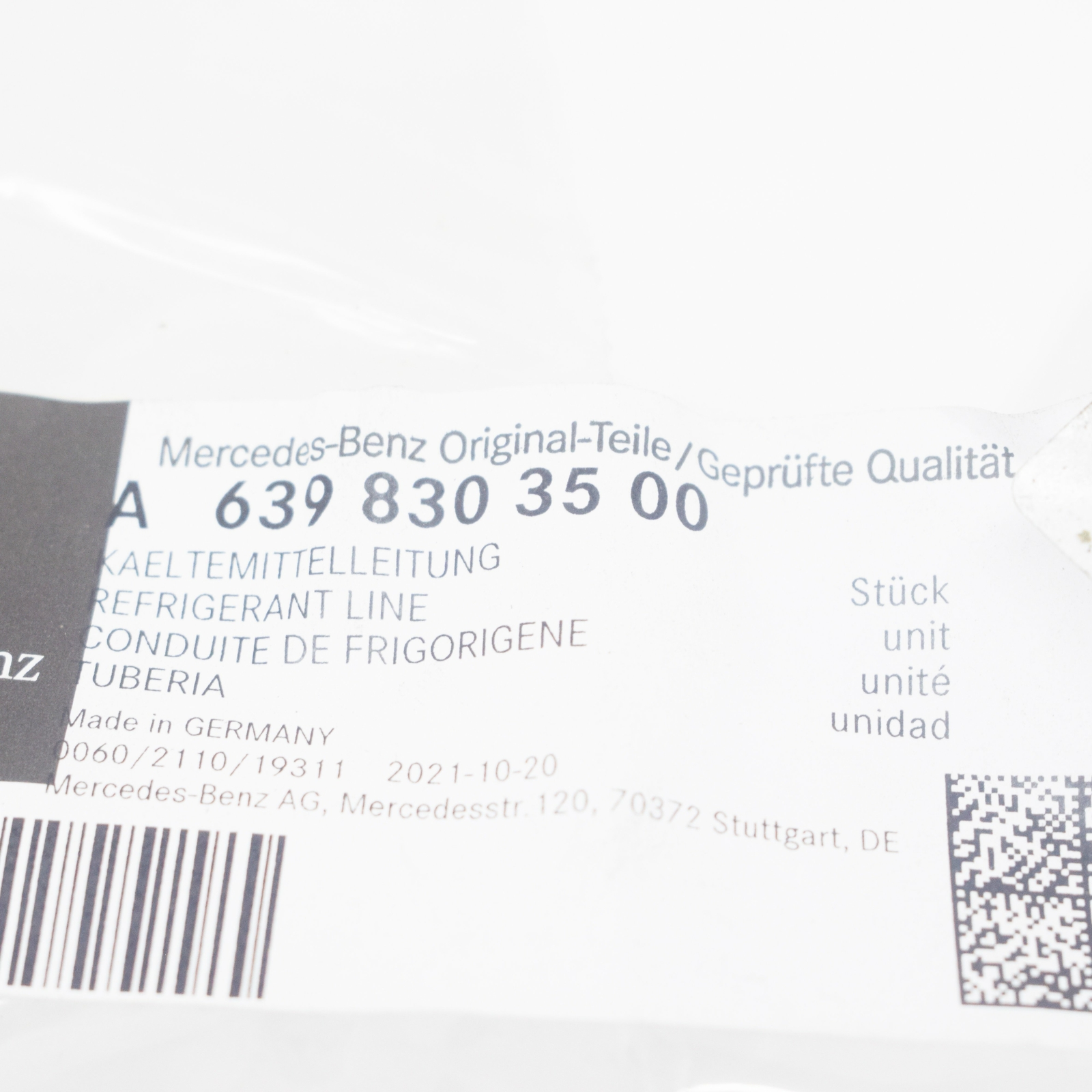 MERCEDES-BENZ VITO W639 Suction Refrigerant Line A639830350064 NEW ...