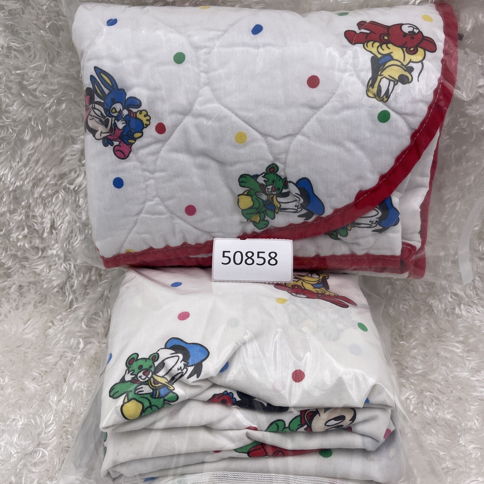 Vintage Dundee Disney Babies Mickey Mouse Minnie Baby Blanket Skirt ...
