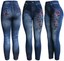 High Waist Women's Denim Print Fake Faux Jeans Leggings Pants | eBay